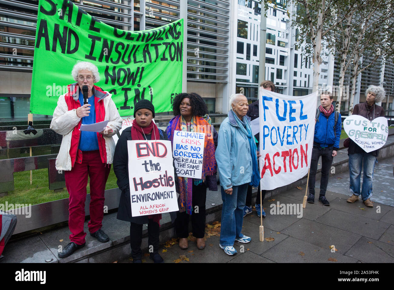 London, UK. 17 October, 2019. Ruth London addresses fellow campaigners ...