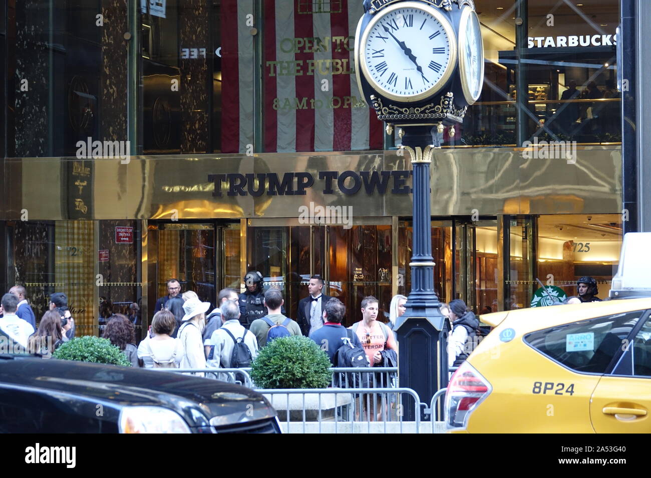 New York, USA. 14th Sep, 2019. The entrance to Trump Tower in Manhattan ...