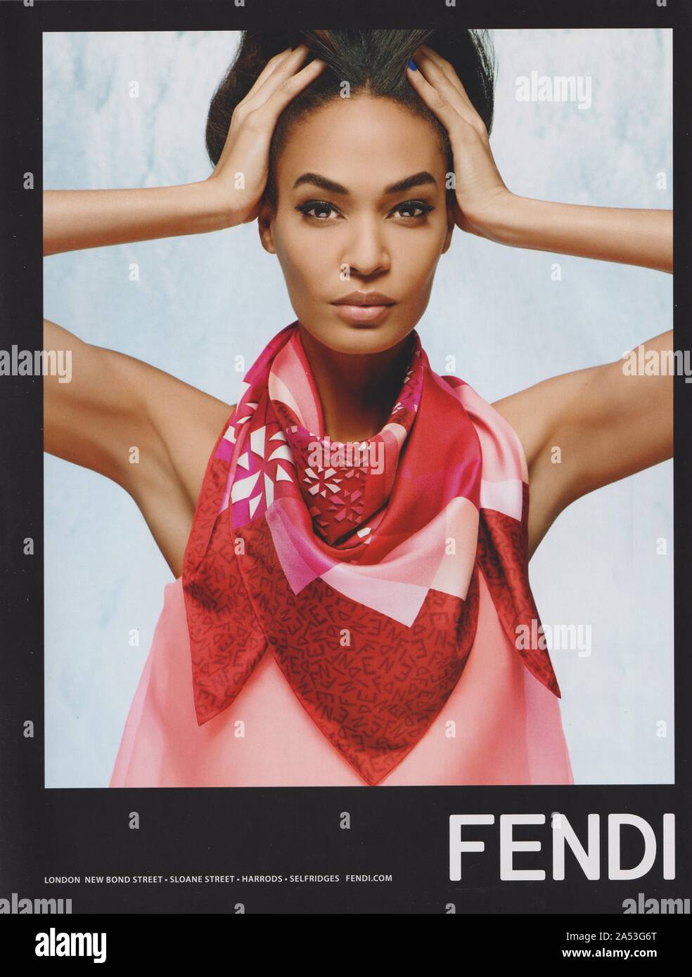 poster advertising FENDI fashion house with Joan Smalls in paper ...