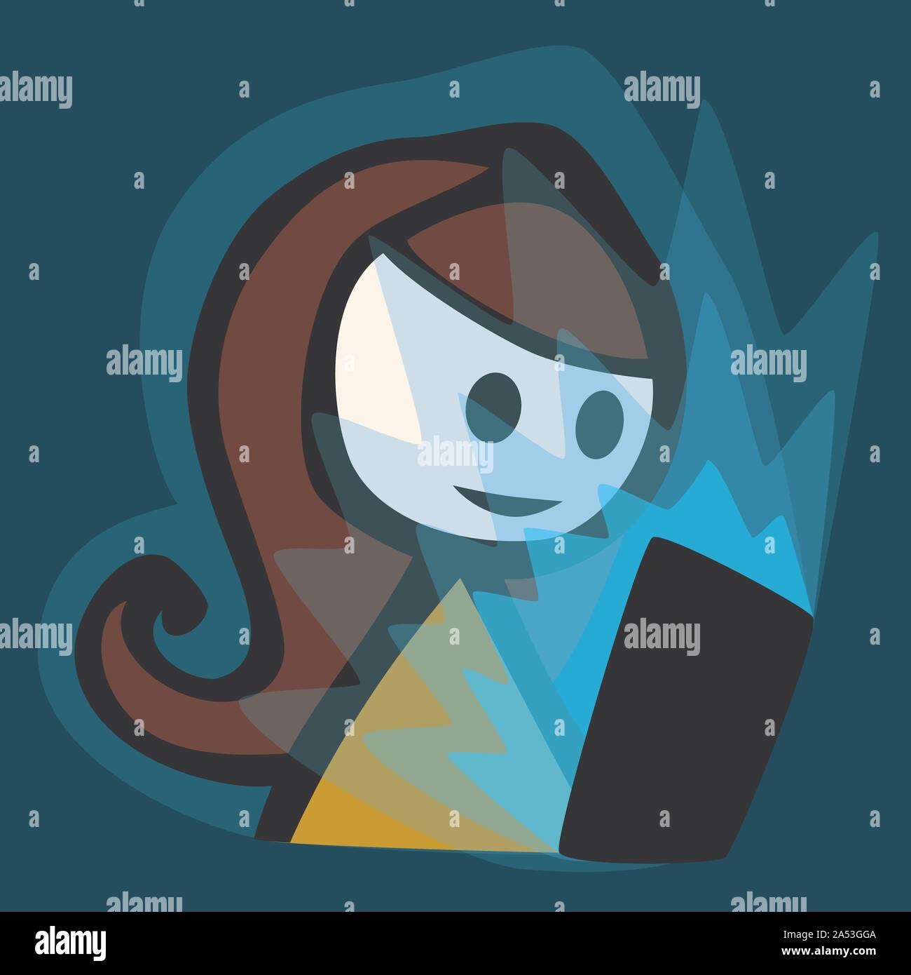 stick person female smartphone blue light by jziprian Stock Vector ...