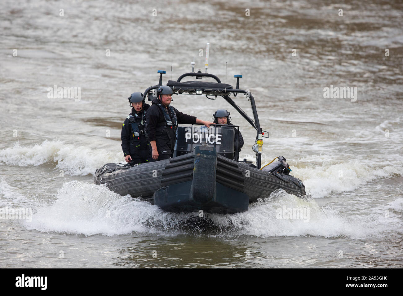 Police Marine Unit RIB on the Thames, Westminster, London Stock Photo ...