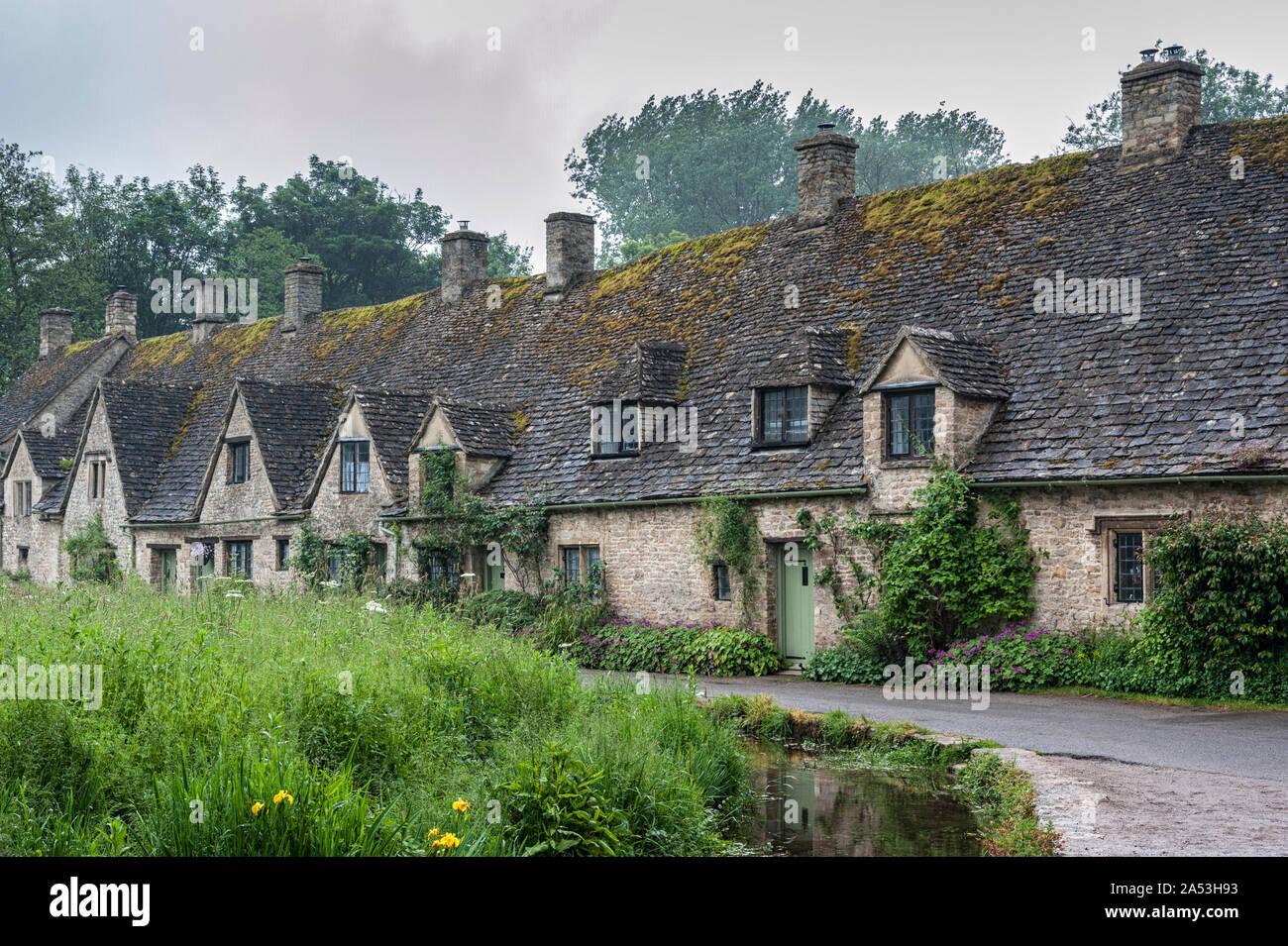 Traditional cotswold stone cottages built of distinctive yellow ...