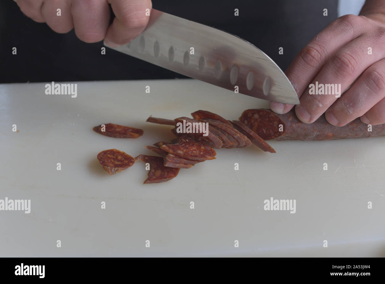 Traditional spanish sausage - chorizo. Chorizo - the most traditional ...