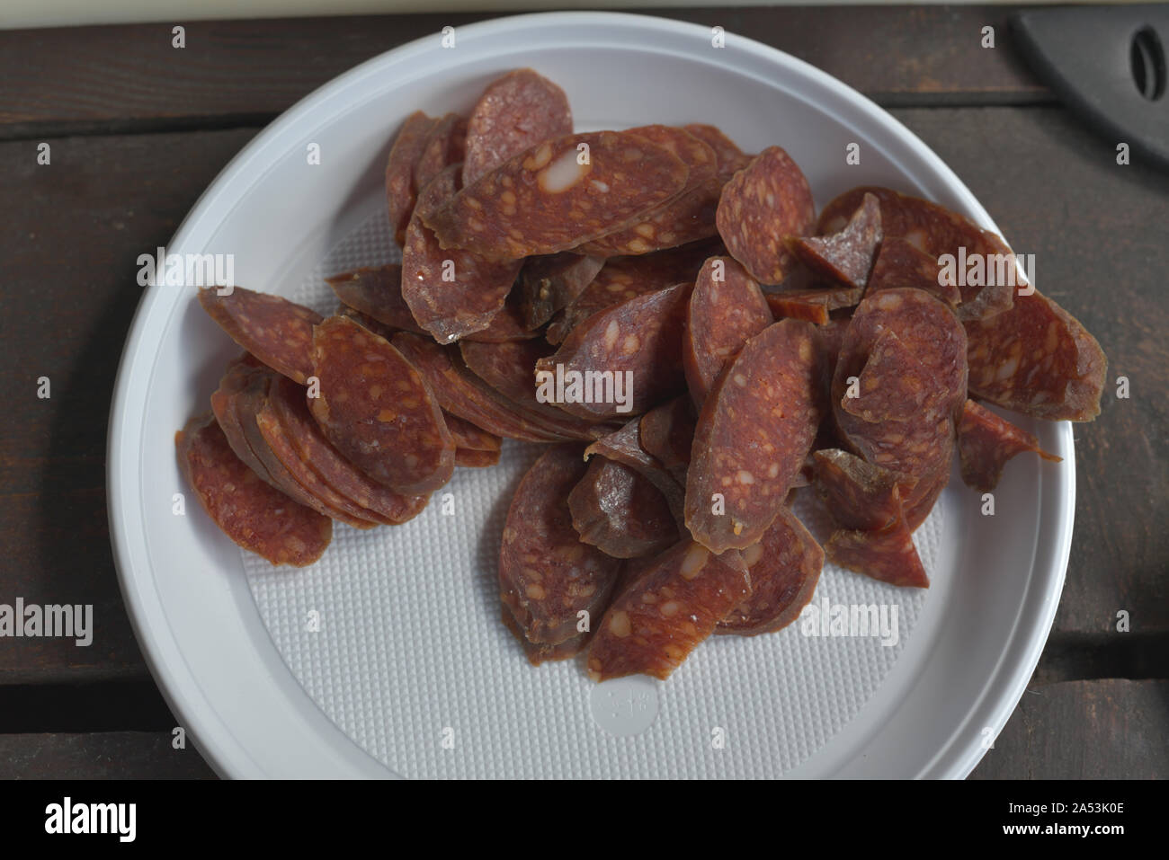 Traditional spanish sausage - chorizo. Chorizo - the most traditional ...
