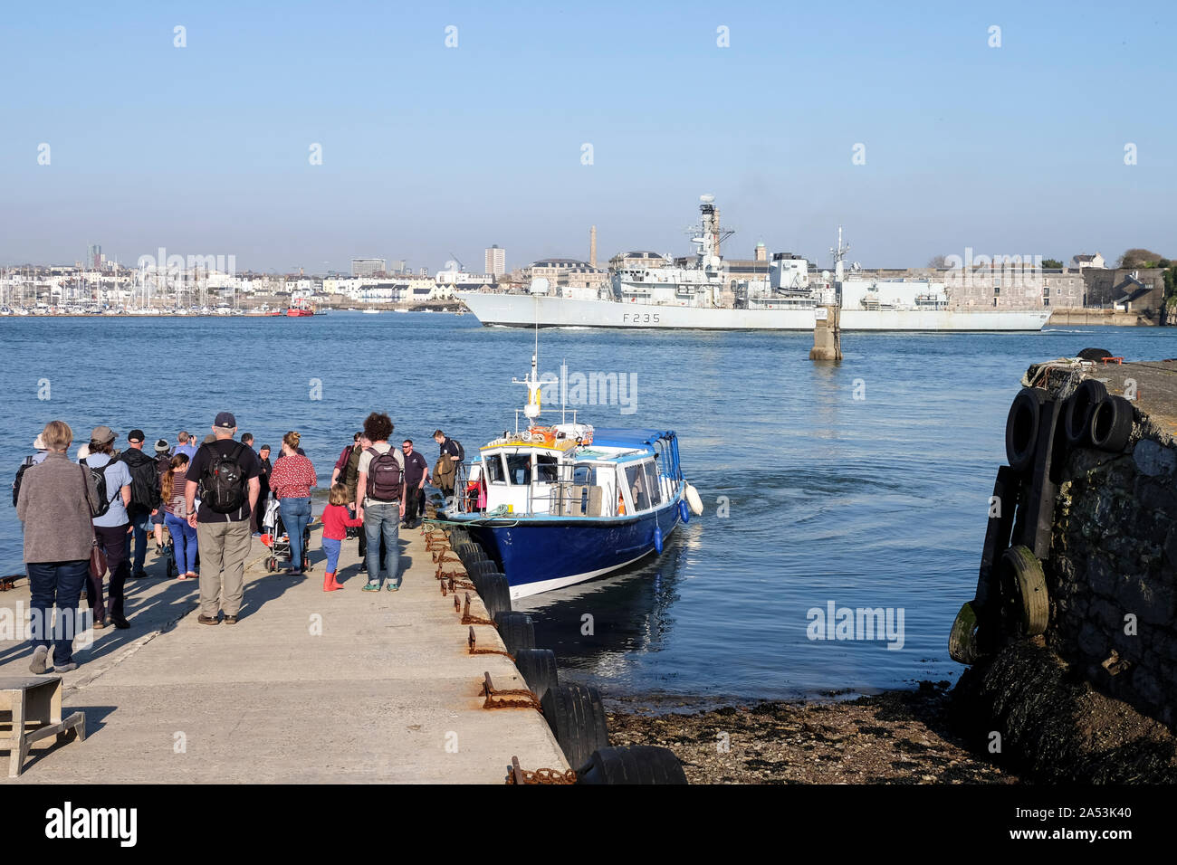 Day-trippers boarding the Cremyll ferry which runs between Devon and ...