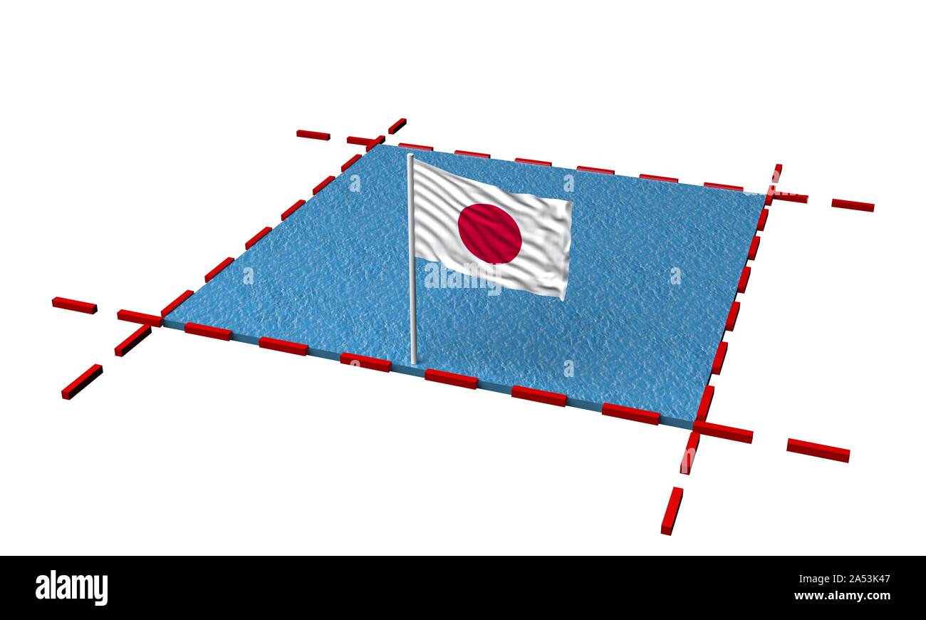 part sea with borders and flag of Japan. 3d rendering Stock Photo - Alamy