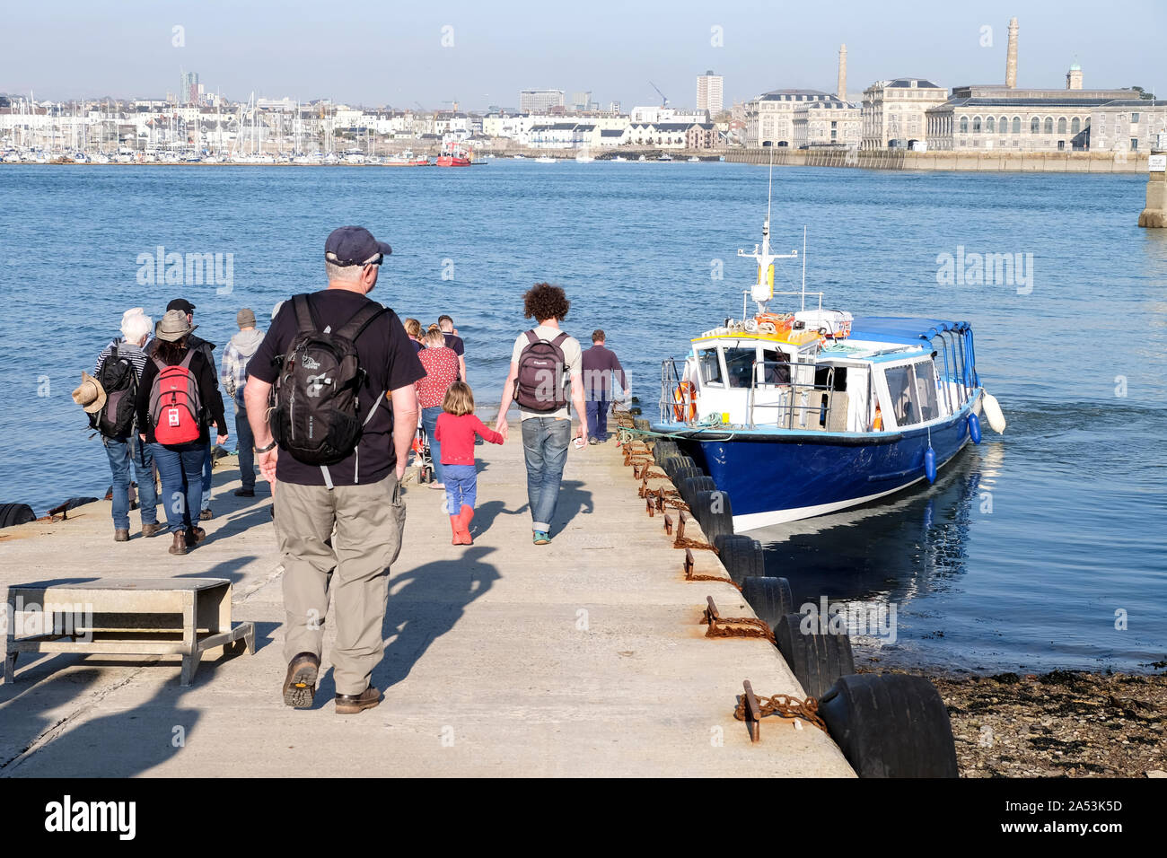 Day-trippers boarding the Cremyll ferry which runs between Devon and ...