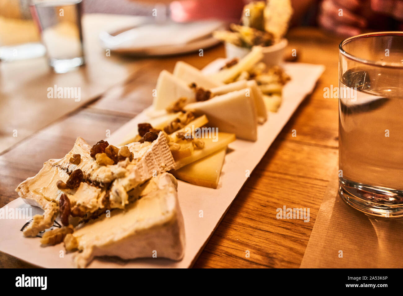 A plate of mixed cheese served at Basquery, a restaurant, bakery, and ...