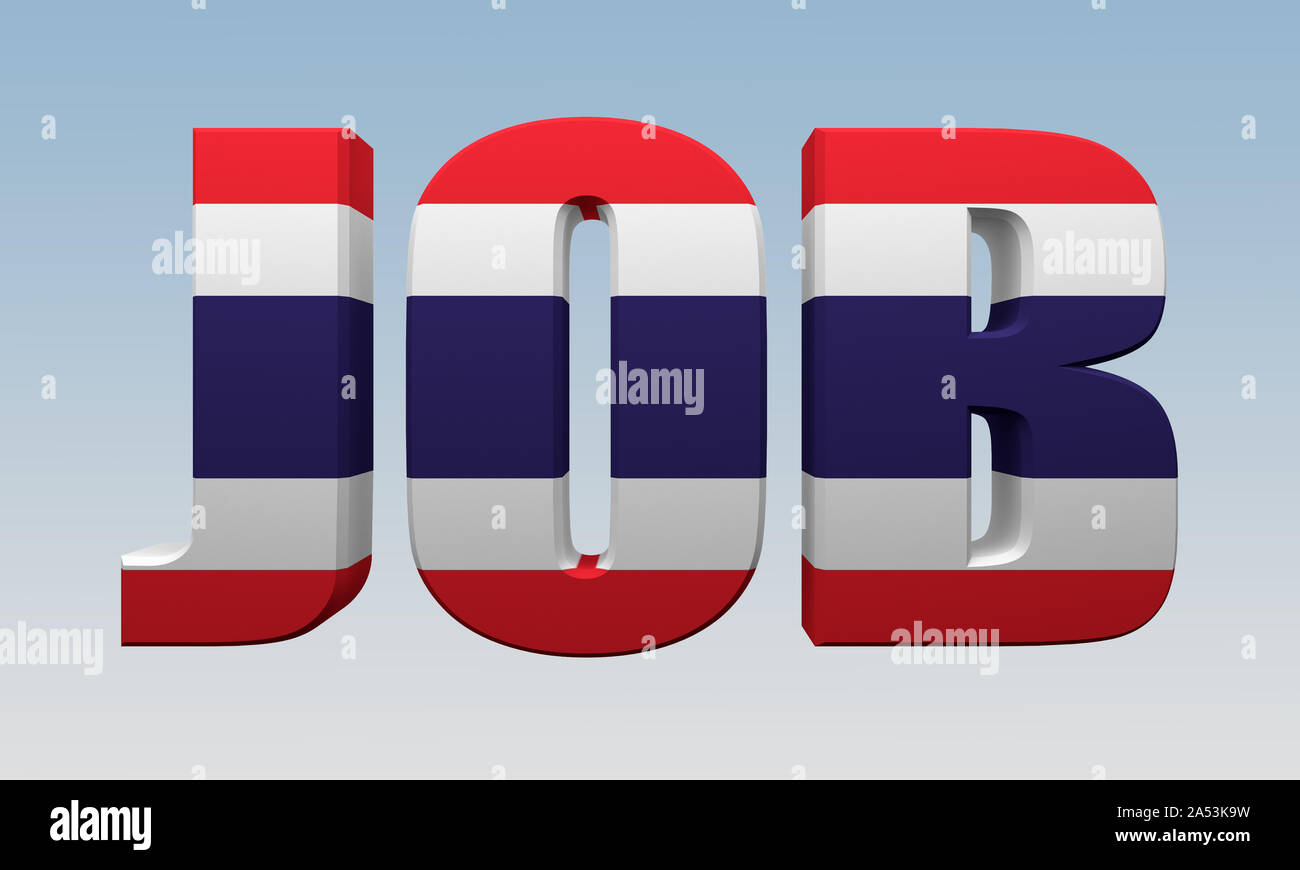 letters job painted in color of flag Thailand. 3d rendering Stock Photo ...