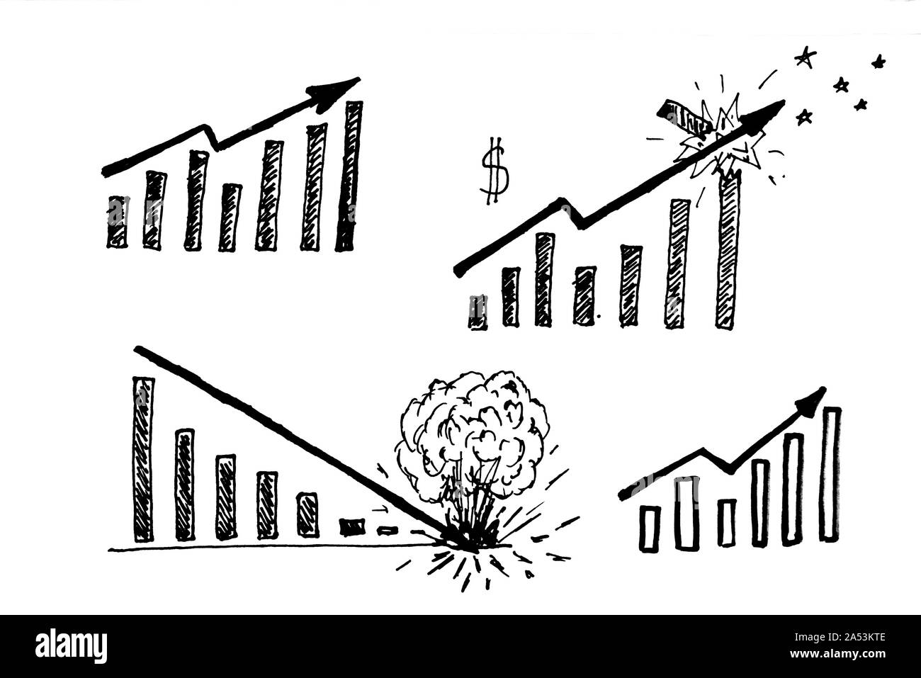 Business charts isolated on white background Stock Photo - Alamy