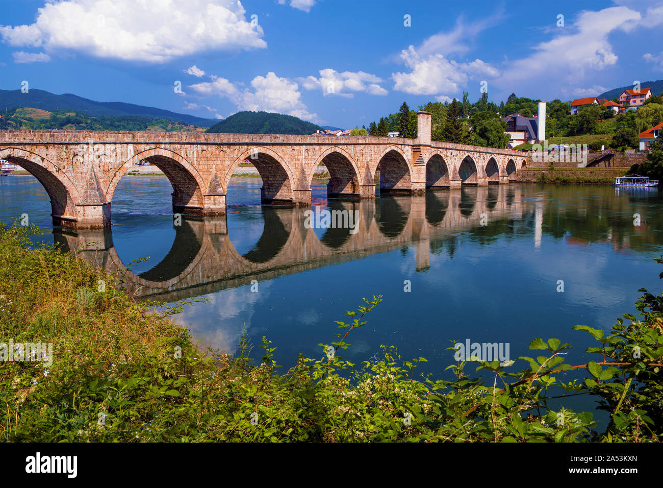 The Drina Bridge (Mehmed Pasa Sokolovic Bridge) in Visegrad (Bosnia and ...