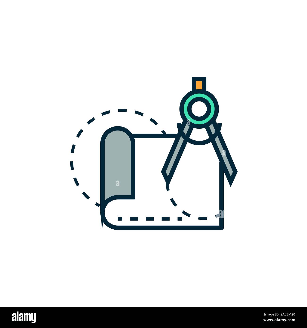 blueprint compass work tools engineering icon vector illustration Stock ...