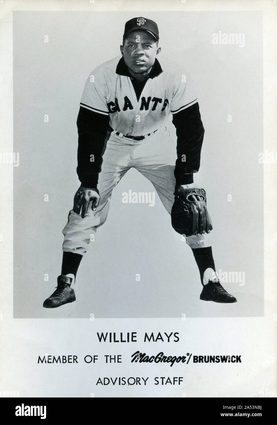 Vintage black and white photo of baseball Hall of Famer Willie Mays who ...
