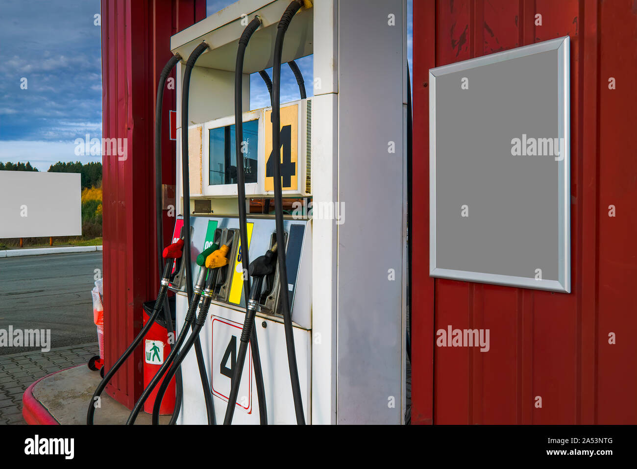 Gas station. Fuel panel in a gas station Stock Photo - Alamy