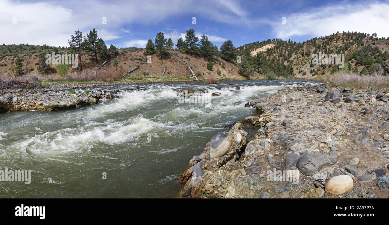 whitewater rapid over conglomerate ledge rocks on the East Fork of the ...