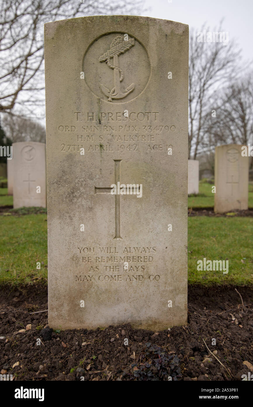 Commonwealth War Graves Commission Grave of Thomas Henry Prescott of H.M.S. Valkyrie, The Royal ...