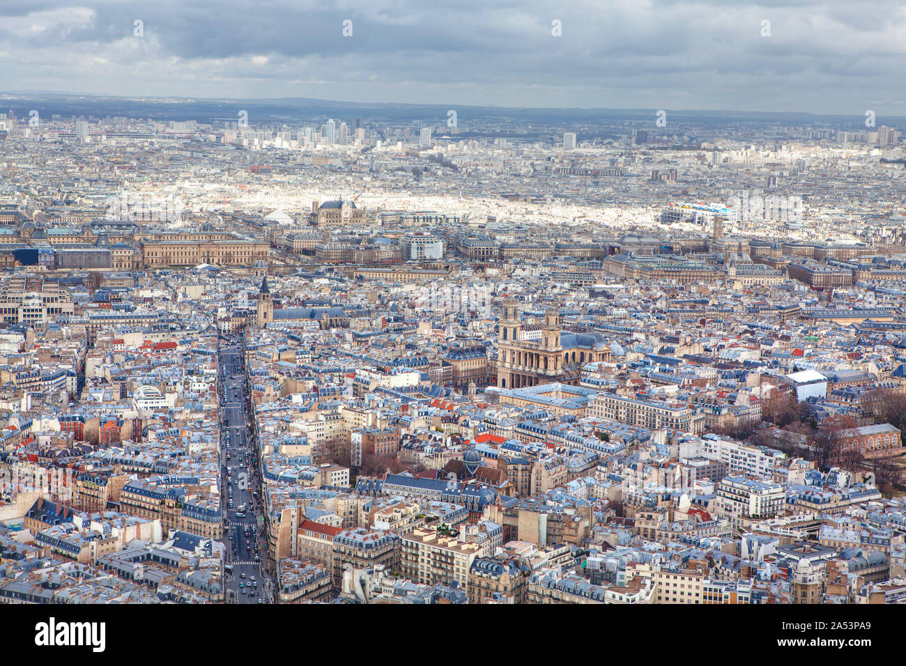 Aerial view of the streets of Paris downtown Stock Photo - Alamy