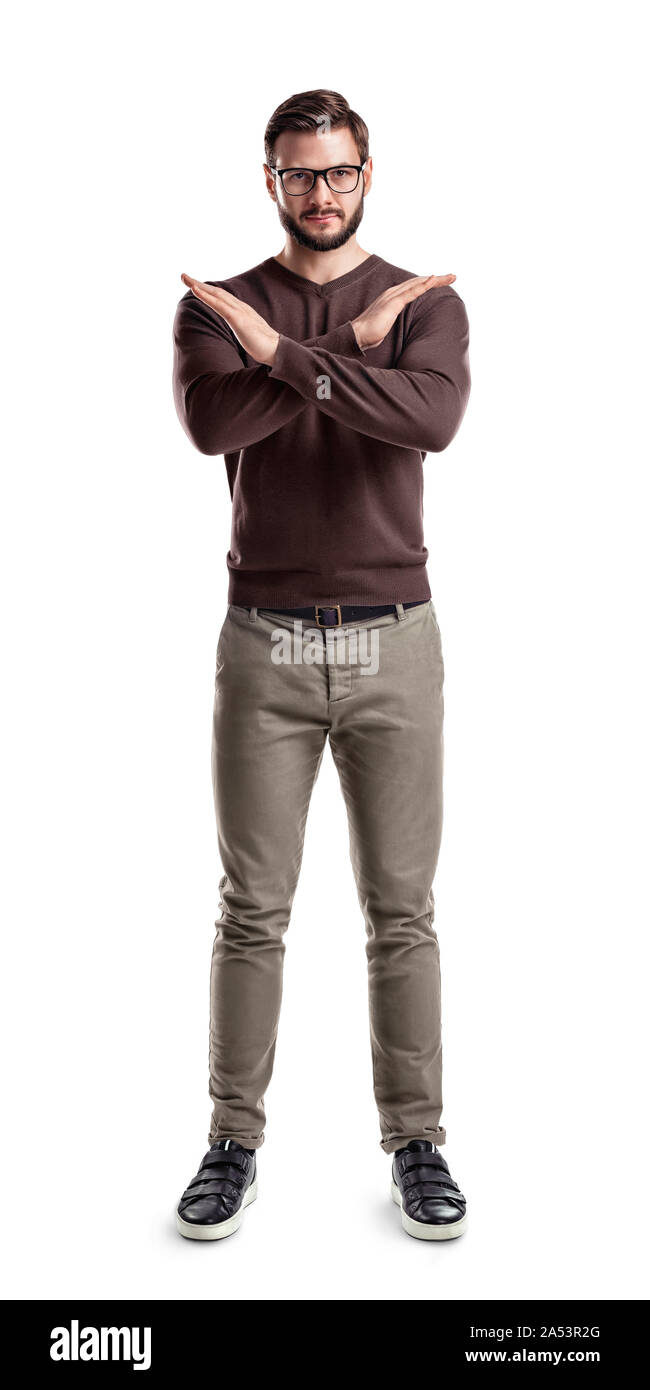 Man cross gesture no strong Cut Out Stock Images & Pictures - Alamy