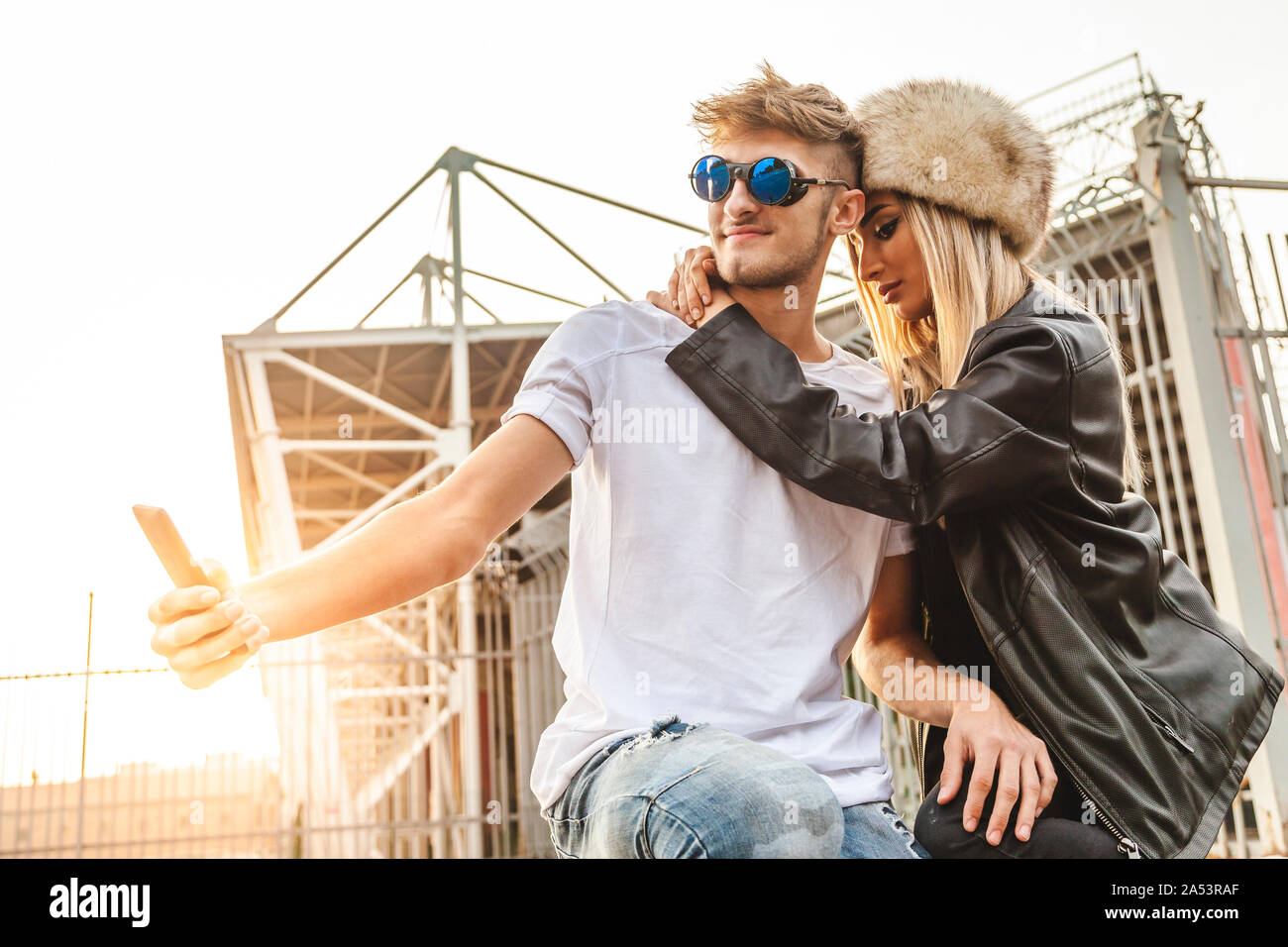 Two men take selfie on hi-res stock photography and images - Alamy