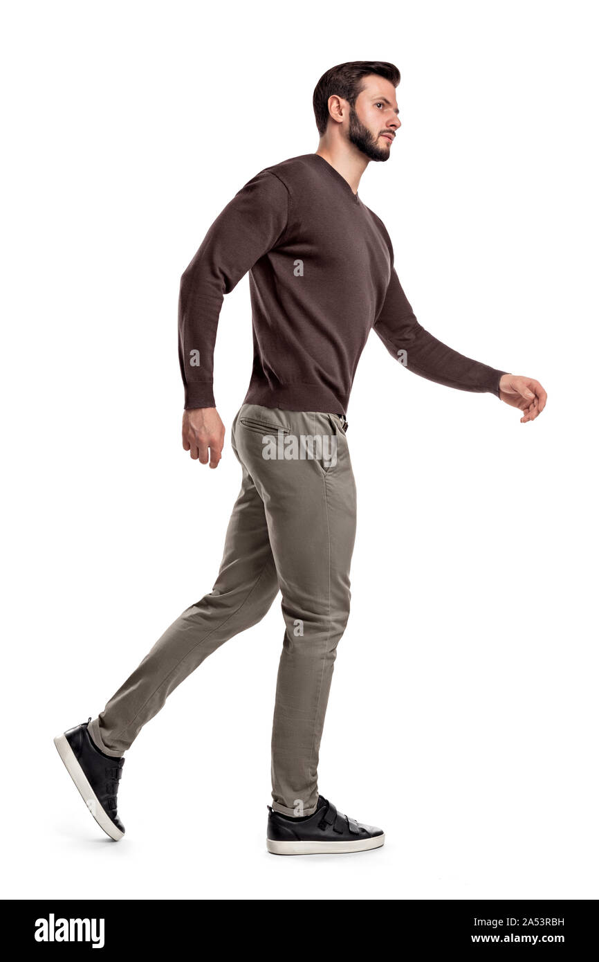 Man walking side view Cut Out Stock Images & Pictures - Alamy