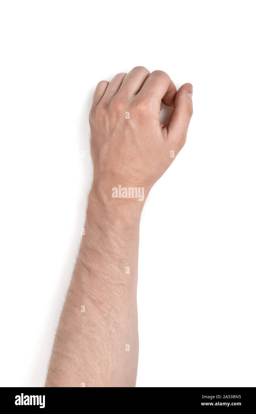 Close up view of a man's hand, isolated on white background Stock Photo ...