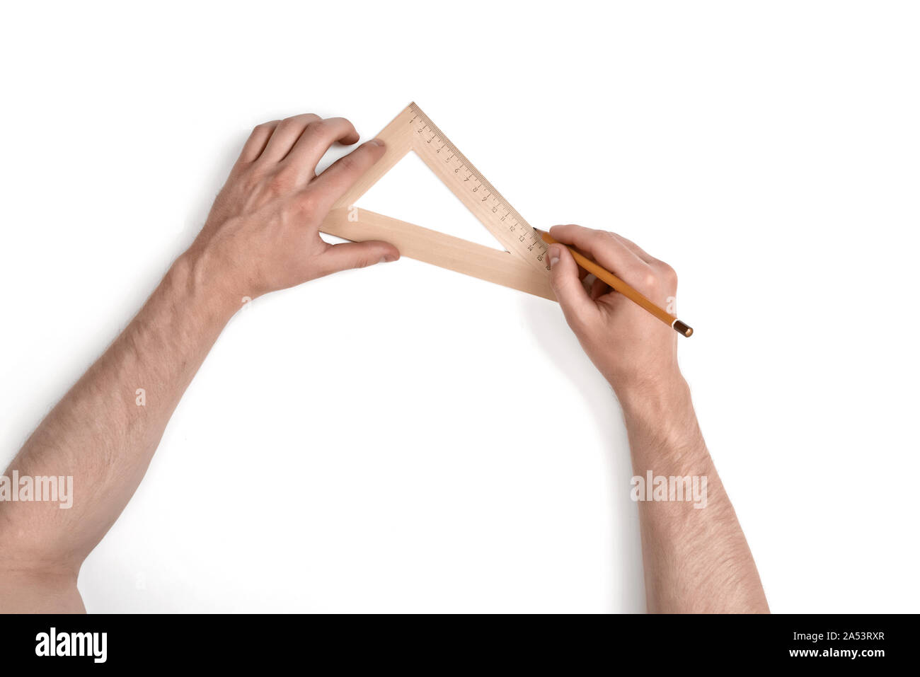 Hand ruler paper triangle hi-res stock photography and images - Alamy
