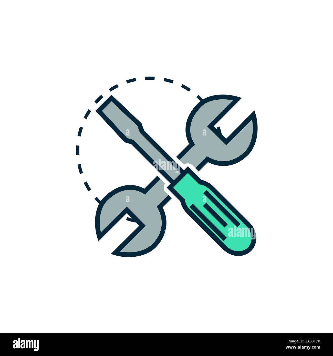wrench and screwdriver work tools engineering icon vector illustration ...