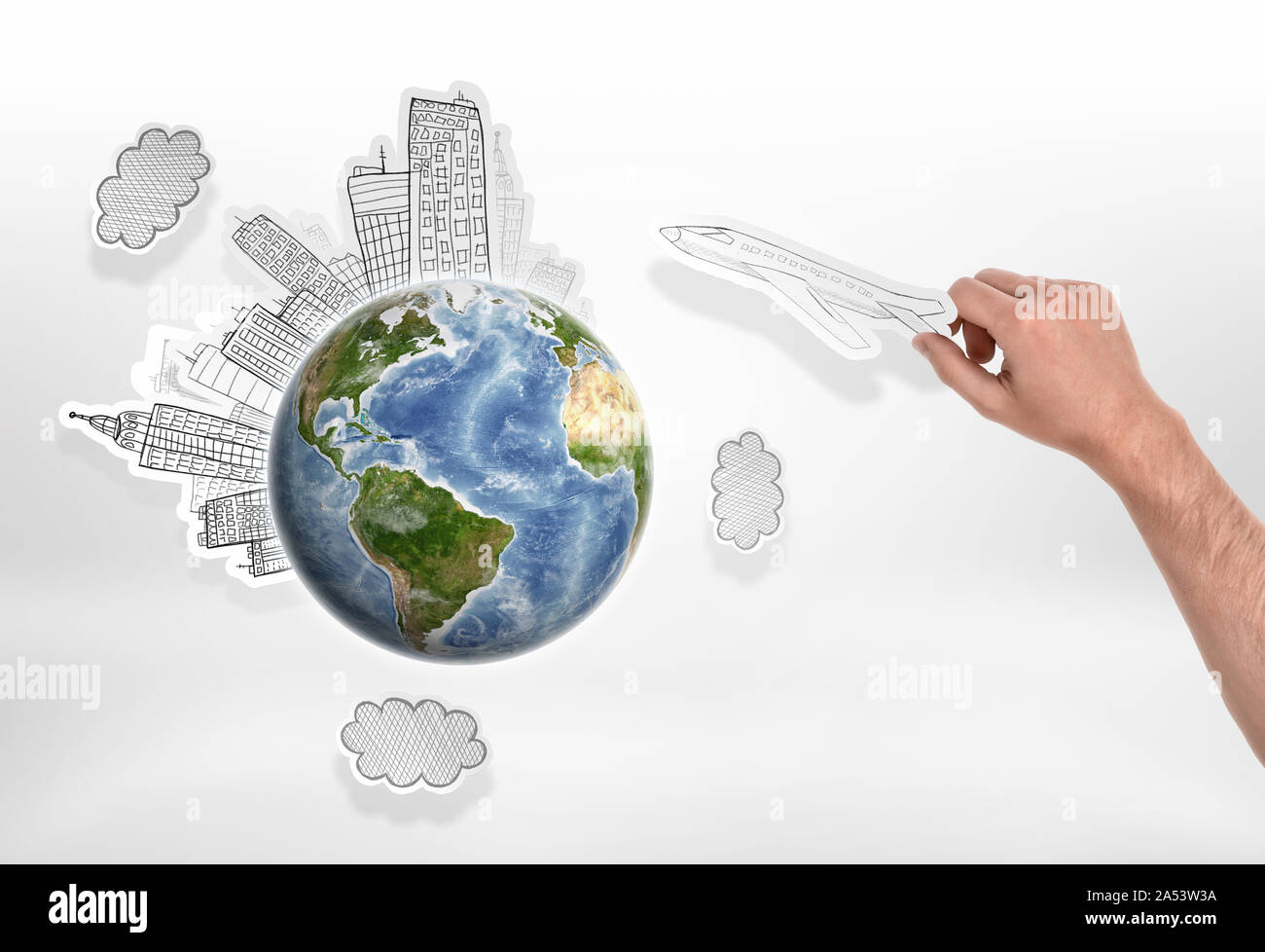 Holding globe hand aerial hi-res stock photography and images - Alamy