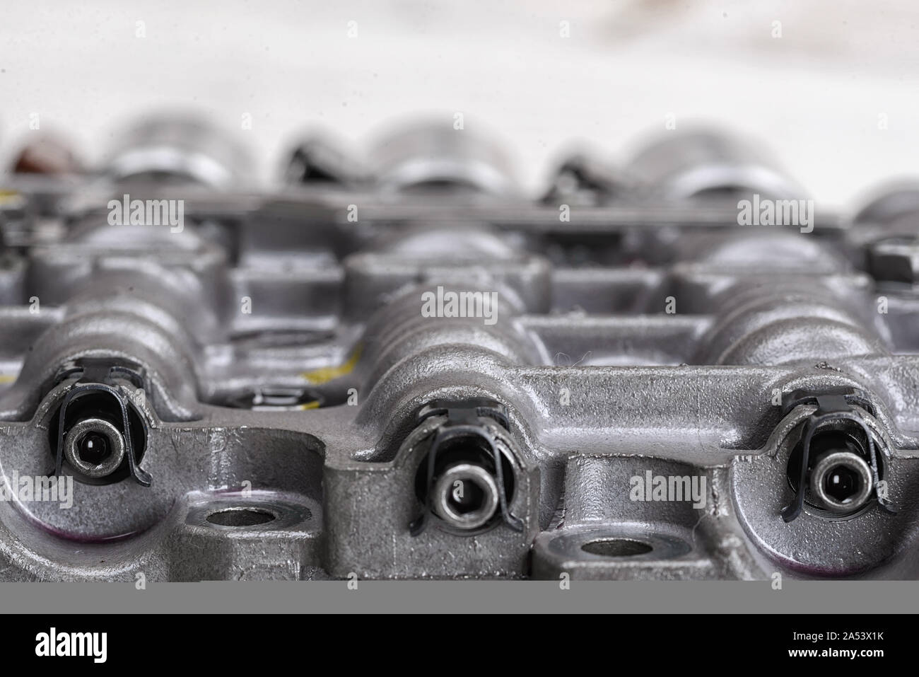 Mechanical part with metal components and hydraulic valves Stock Photo ...