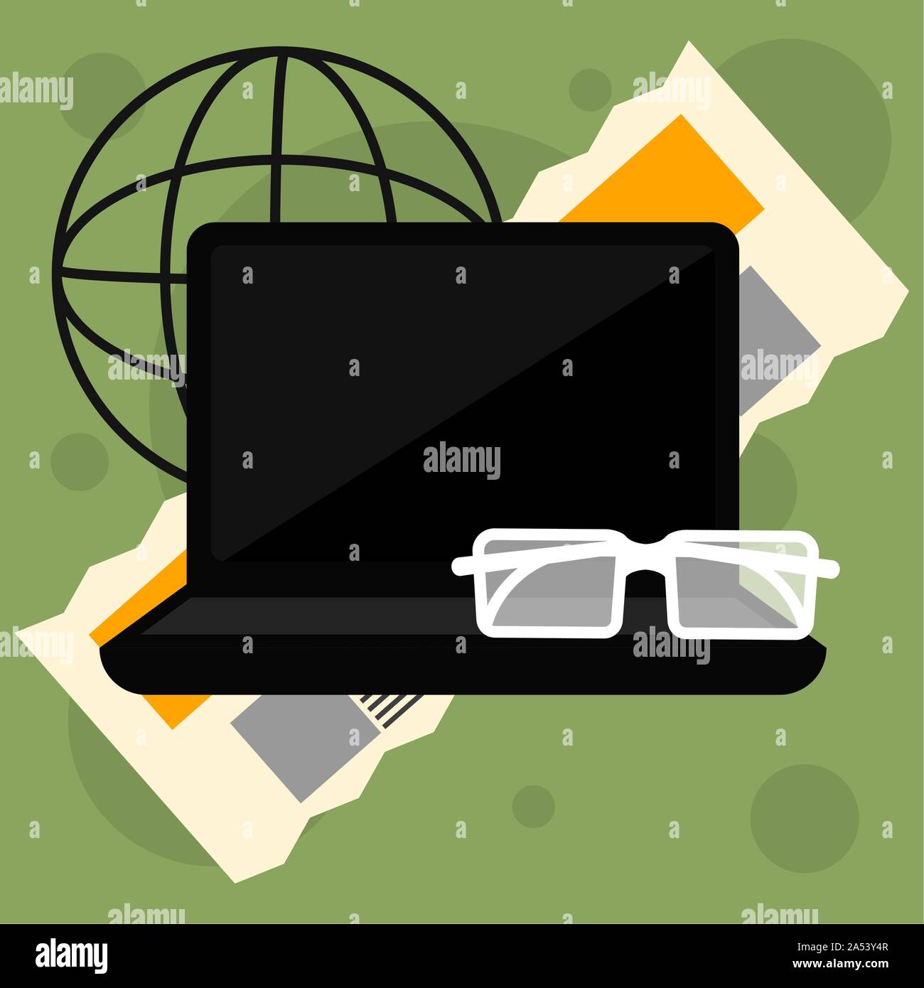 Newspaper with a laptop and glasses. News concept- Vector Stock Vector ...