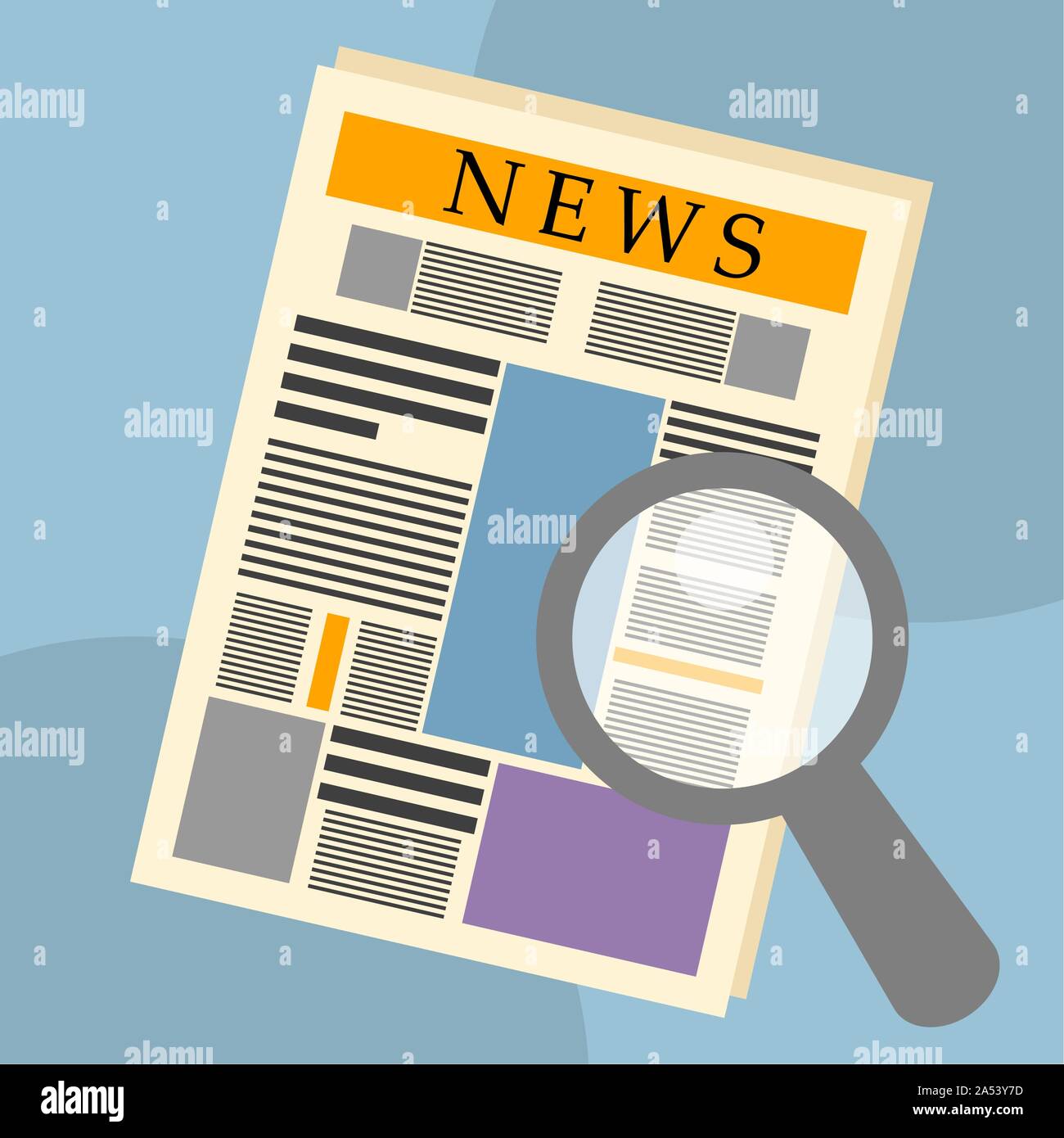 News paper with a magnifying glass. News concept - Vector Stock Vector ...