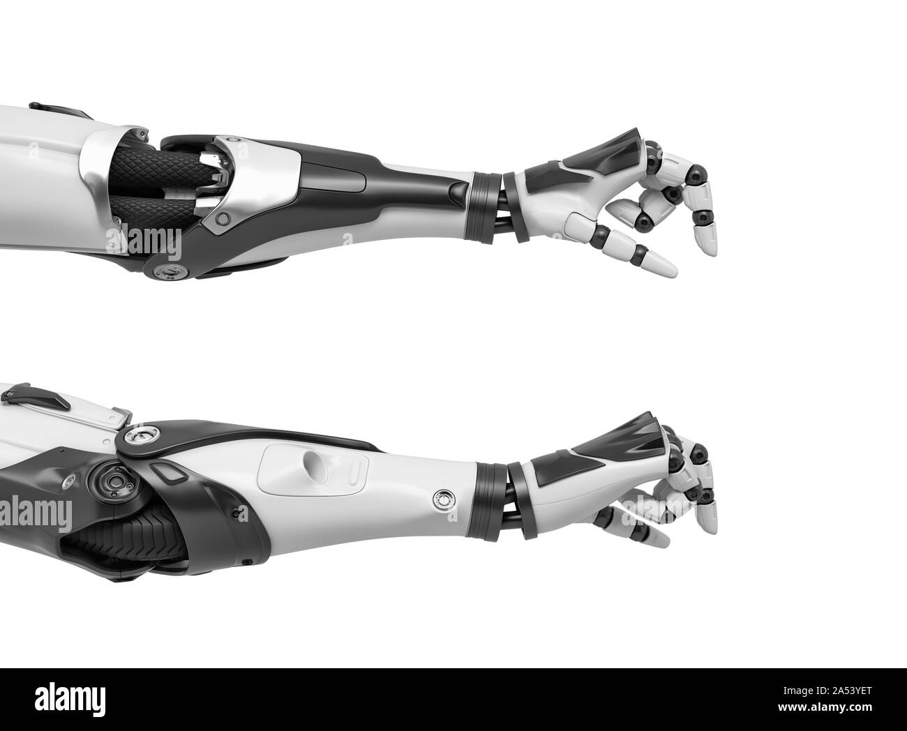 3d rendering of two robot arms with thumbs and index fingers measuring ...