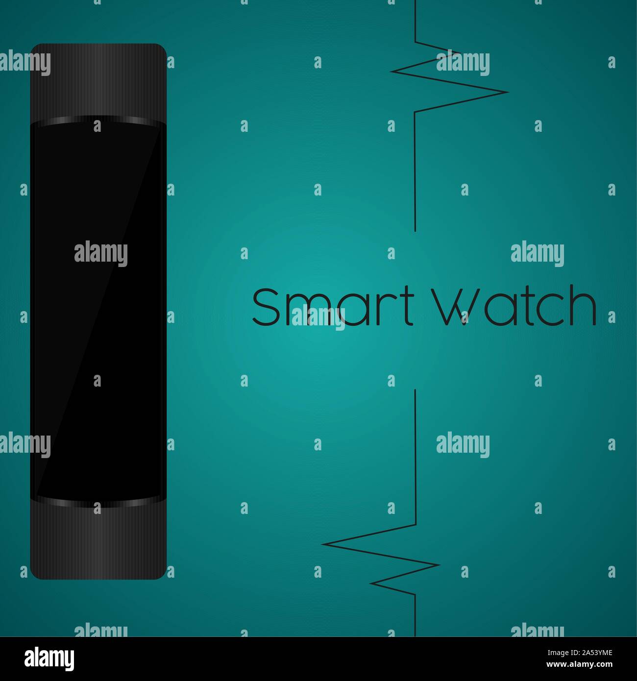 Smartwatch in a poster. Digital clock - Vector illustration Stock ...