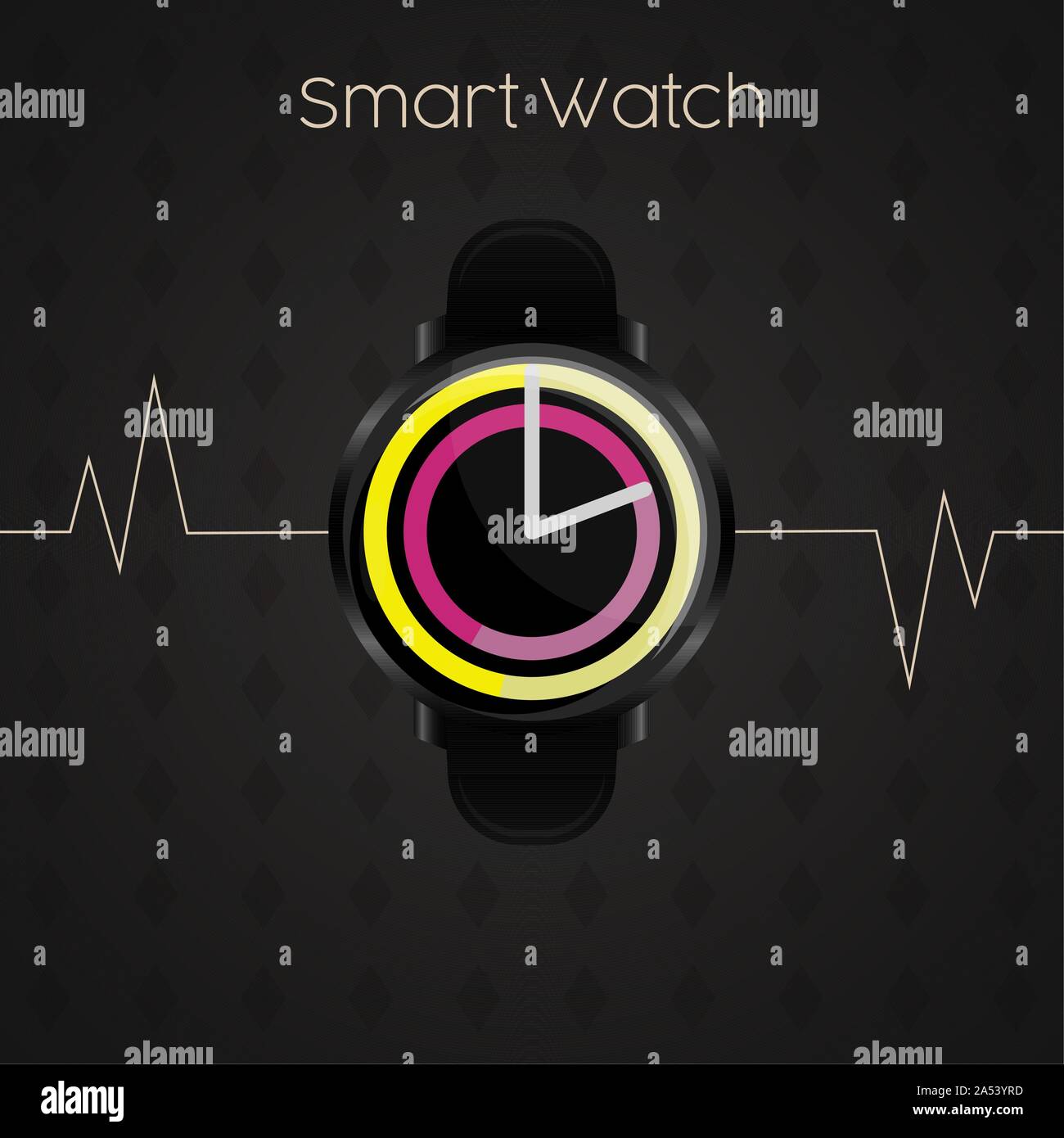 Smartwatch in a poster. Digital clock - Vector illustration Stock ...