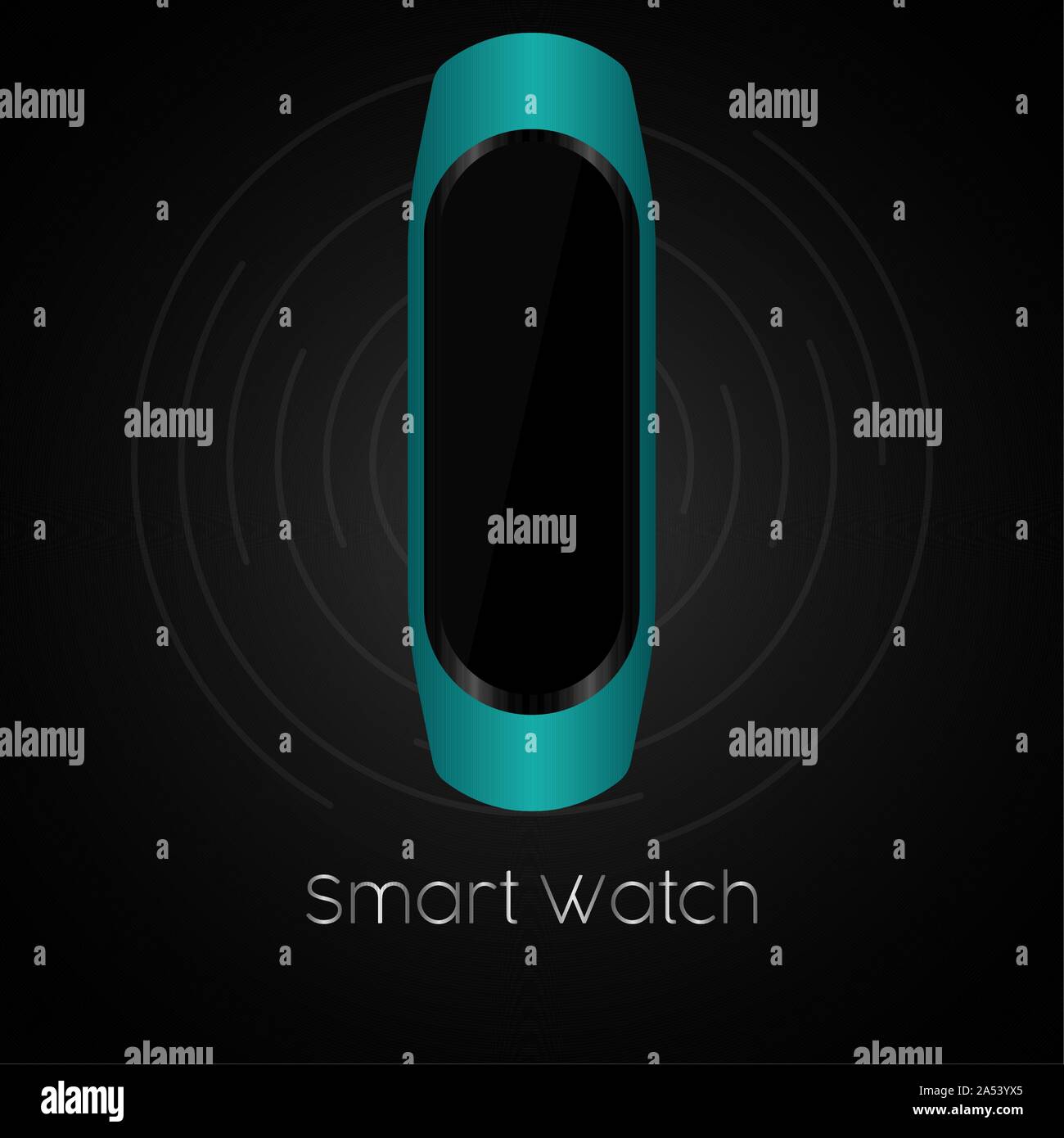 Smartwatch in a poster. Digital clock - Vector illustration Stock ...
