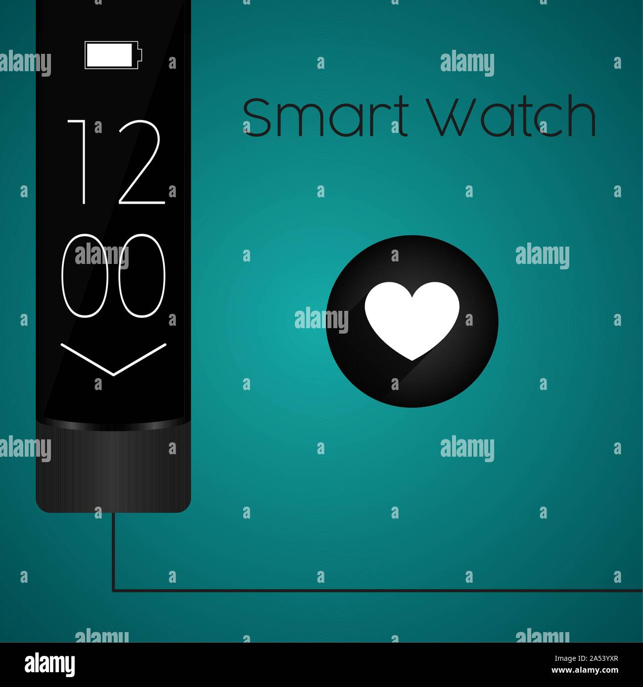 Smartwatch in a poster. Digital clock - Vector illustration Stock ...
