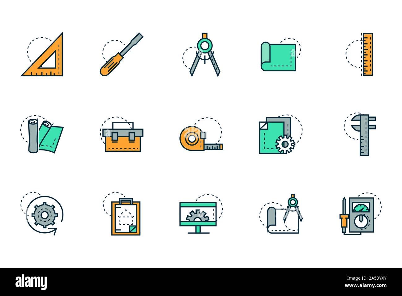 work tools engineering icons collection vector illustration Stock ...