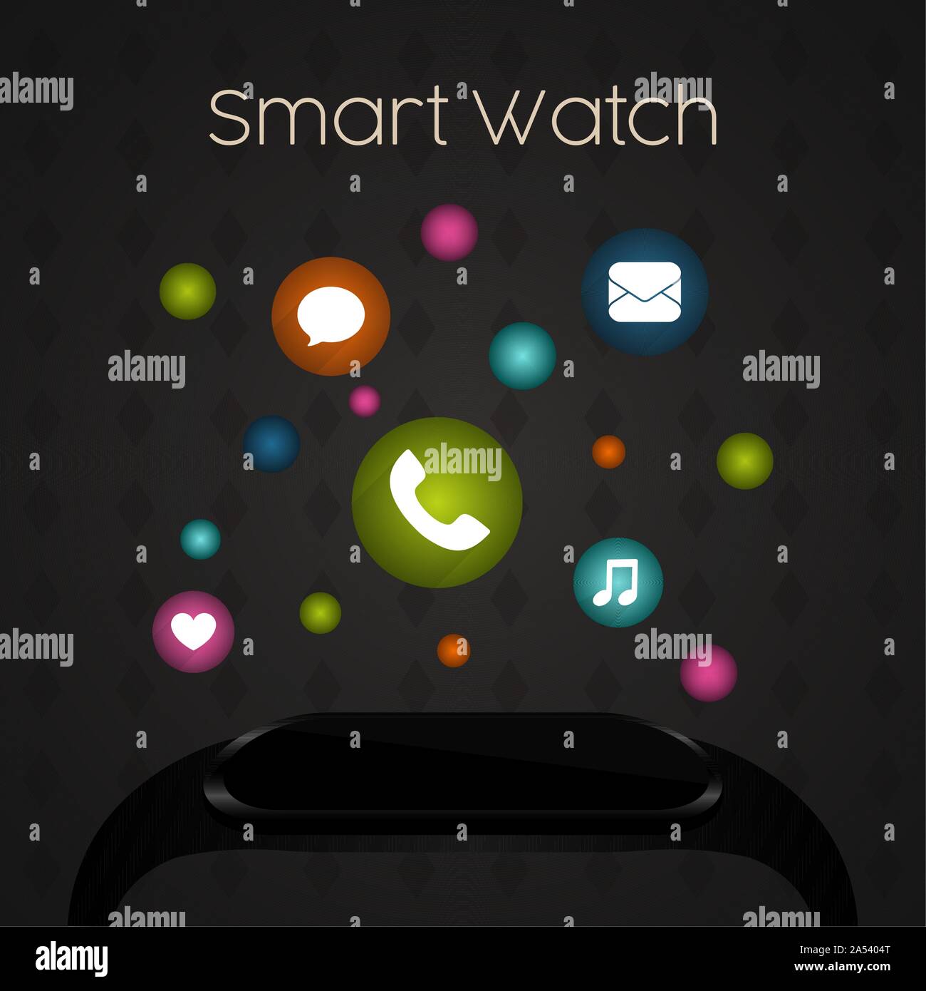 Smartwatch in a poster. Digital clock - Vector illustration Stock ...