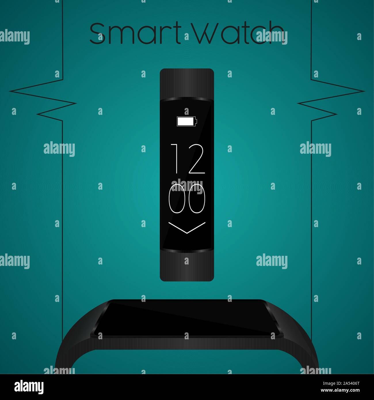 Smartwatch in a poster. Digital clock - Vector illustration Stock ...