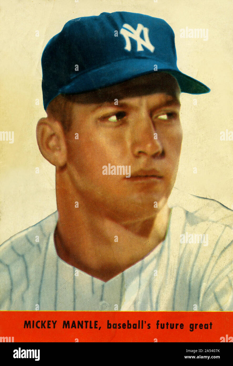 Vintage color portrait of a young Mickey Mantle the Hall of Fame ... Vintage color portrait of a young Mickey Mantle the Hall of Fame ...