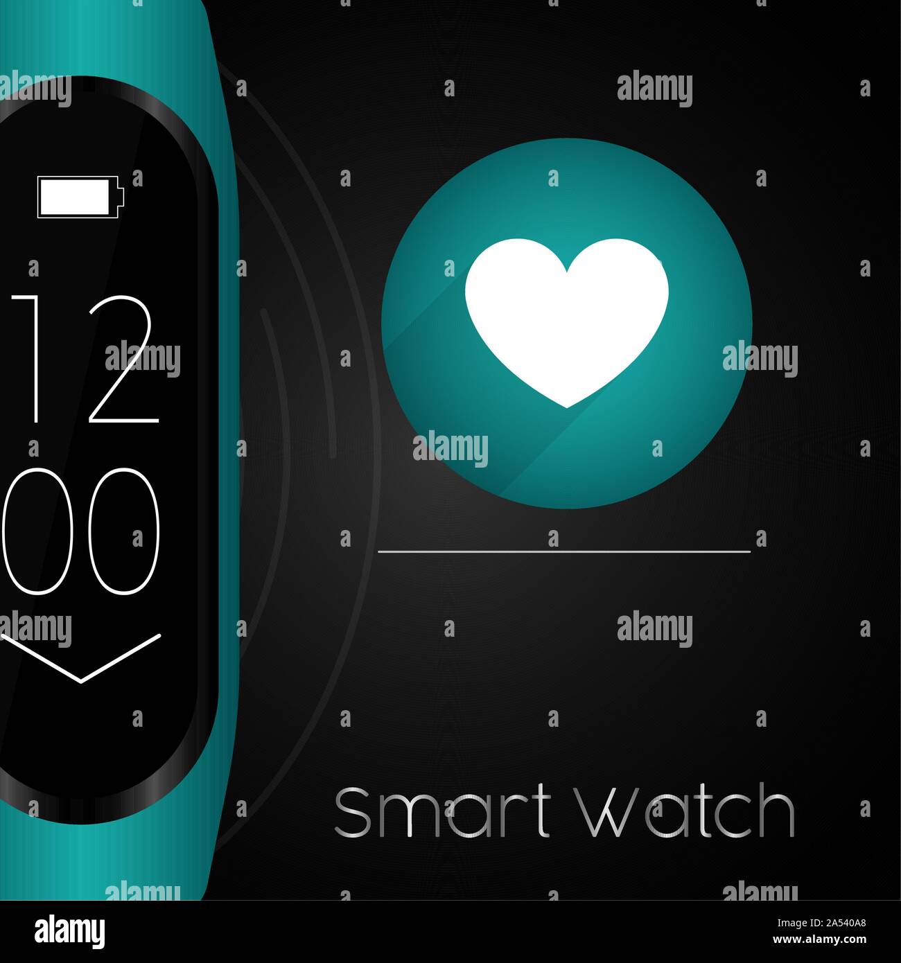 Smartwatch in a poster. Digital clock - Vector illustration Stock ...