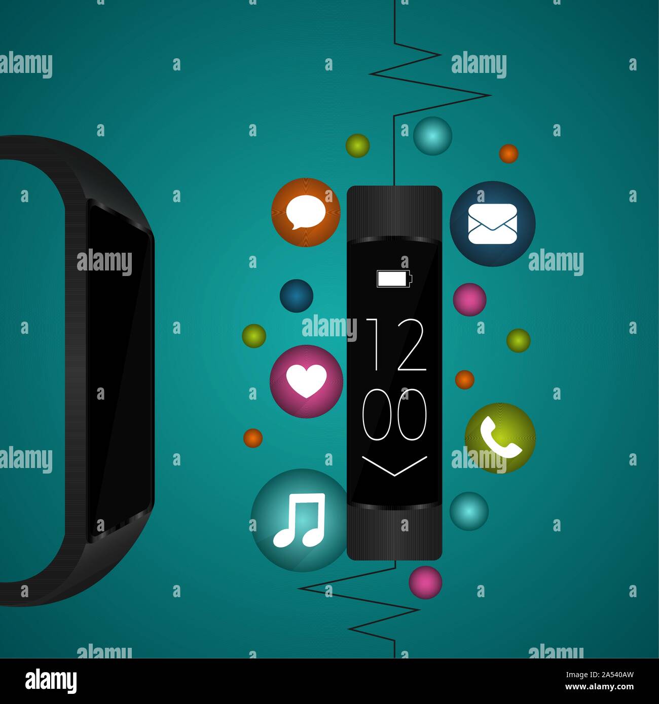 Smartwatch in a poster. Digital clock - Vector illustration Stock ...