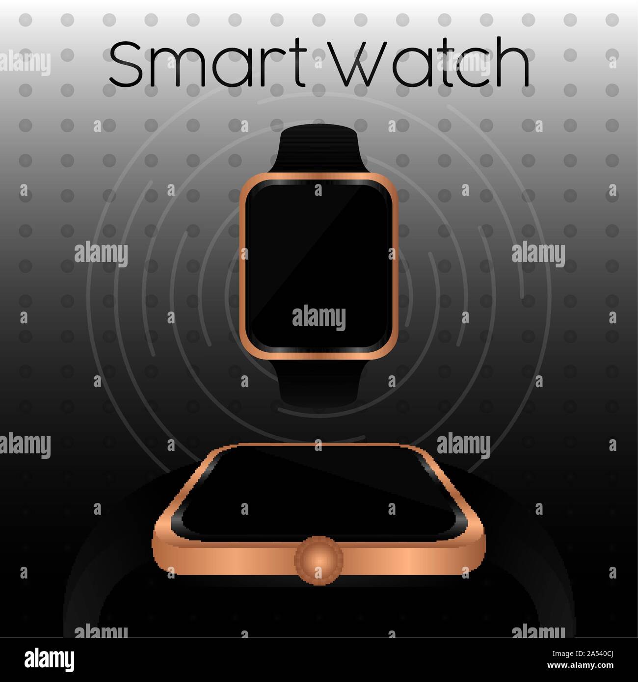 Smartwatch in a poster. Digital clock - Vector illustration Stock ...