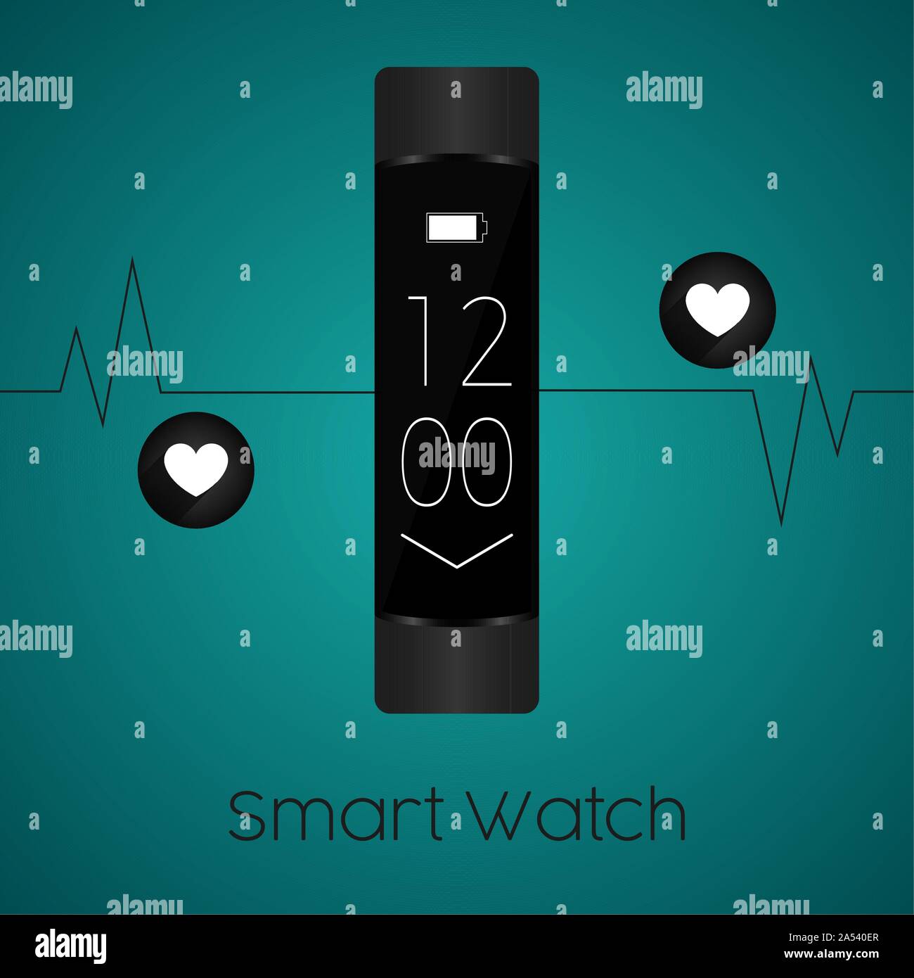 Smartwatch in a poster. Digital clock - Vector illustration Stock ...