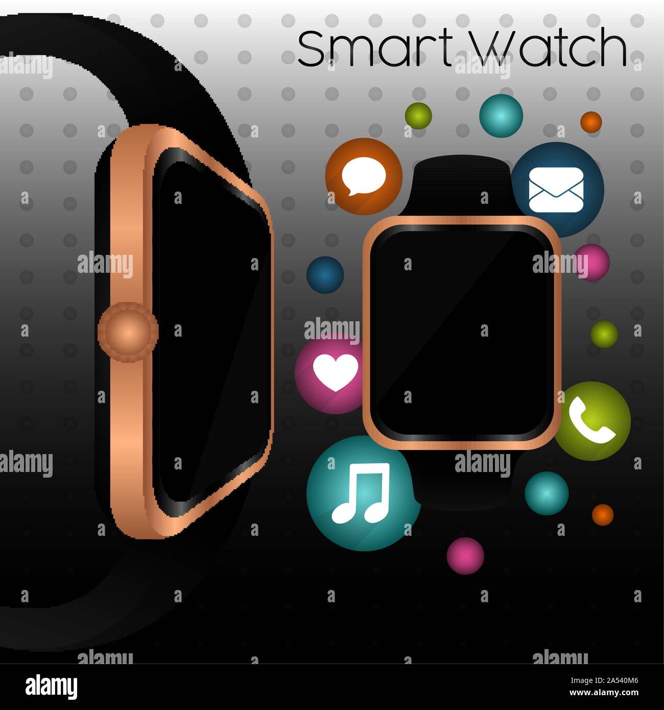Smartwatch in a poster. Digital clock - Vector illustration Stock ...