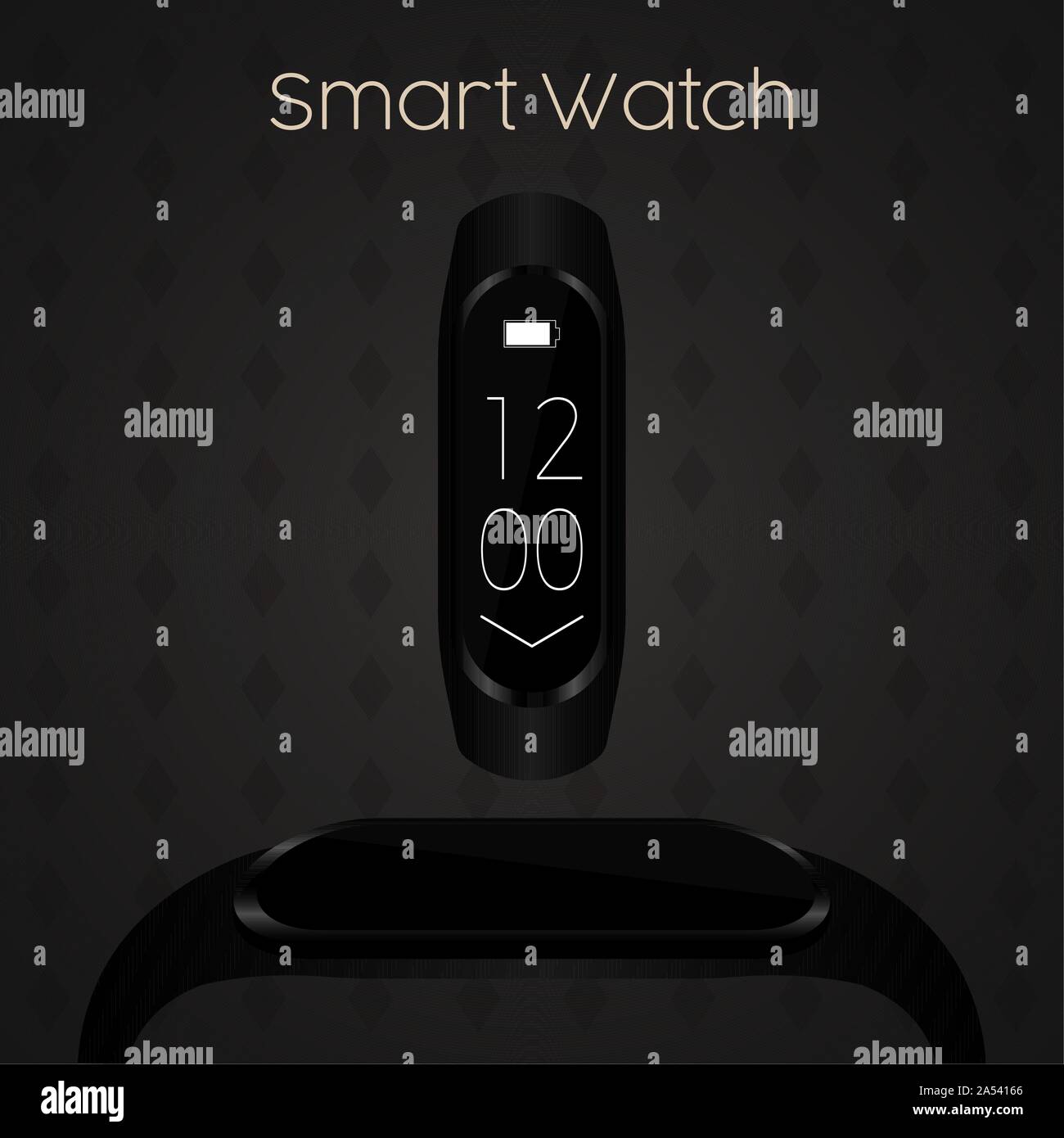 Smartwatch in a poster. Digital clock - Vector illustration Stock ...