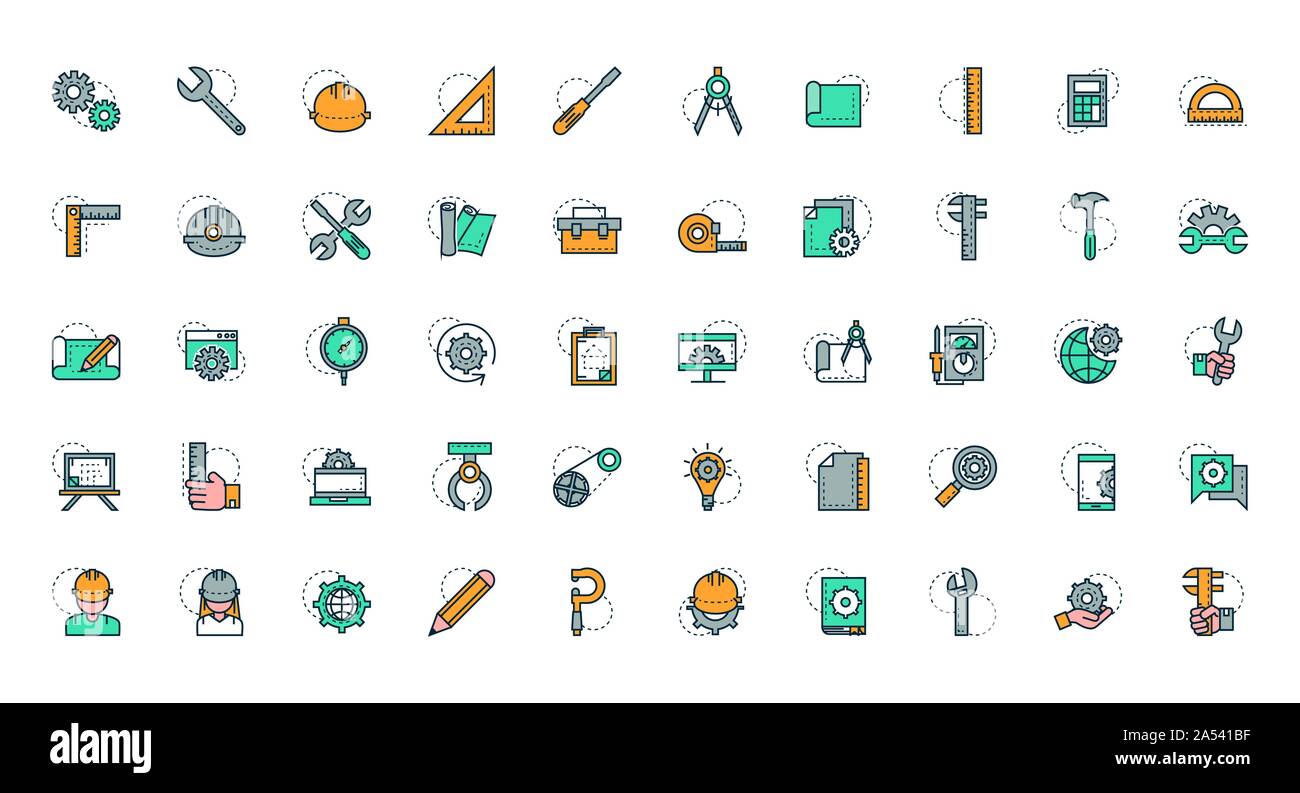 work tools engineering icons collection vector illustration Stock ...