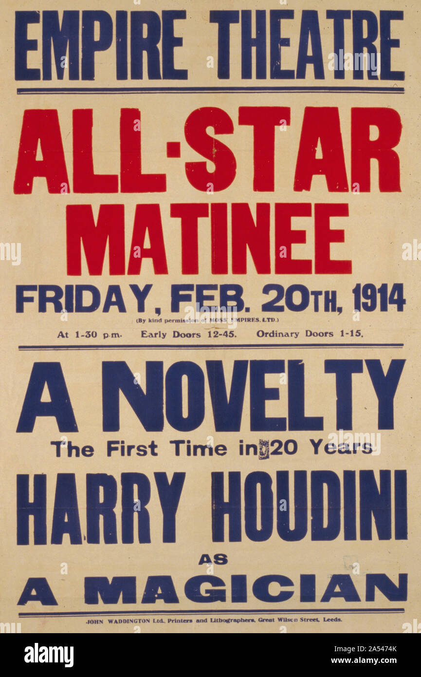 Magician and illusionist Harry Houdini Stock Photo - Alamy