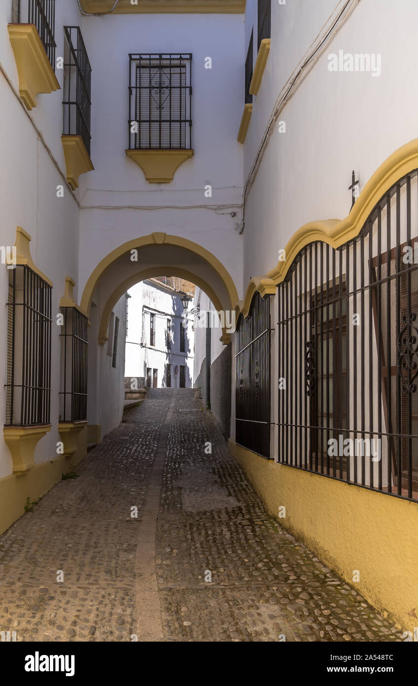 Ronda Spain aerial view of medieval hilltop town surrounded by walls ...