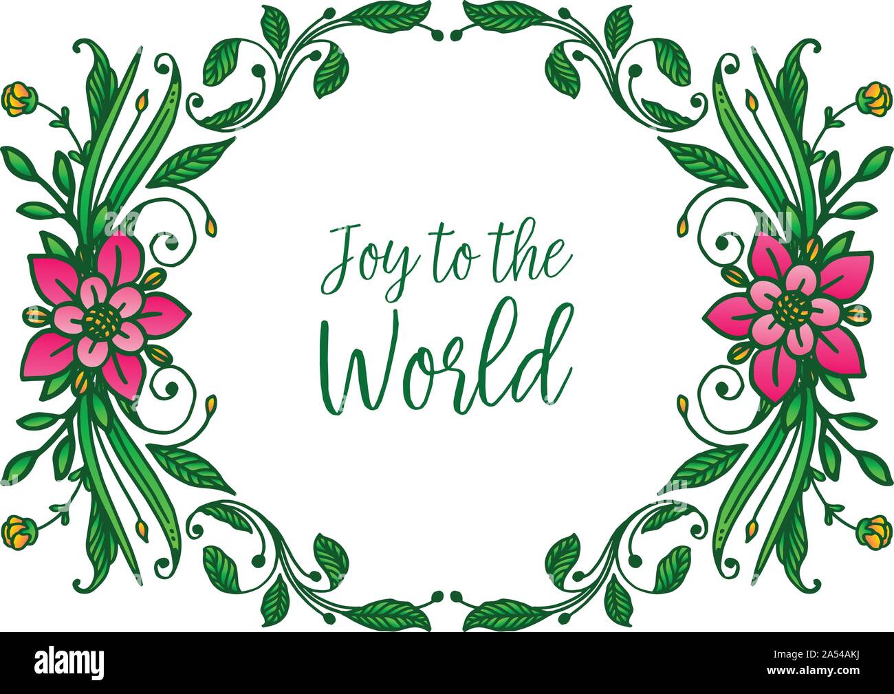Poster or banner for joy to the world, with plant of elegant pink ...